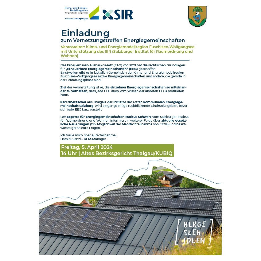 Einladung zum Vernetzungstreffen Energiegemeinschaften - Home - Berge ... Einladung zum Vernetzungstreffen Energiegemeinschaften - Home - Berge ...